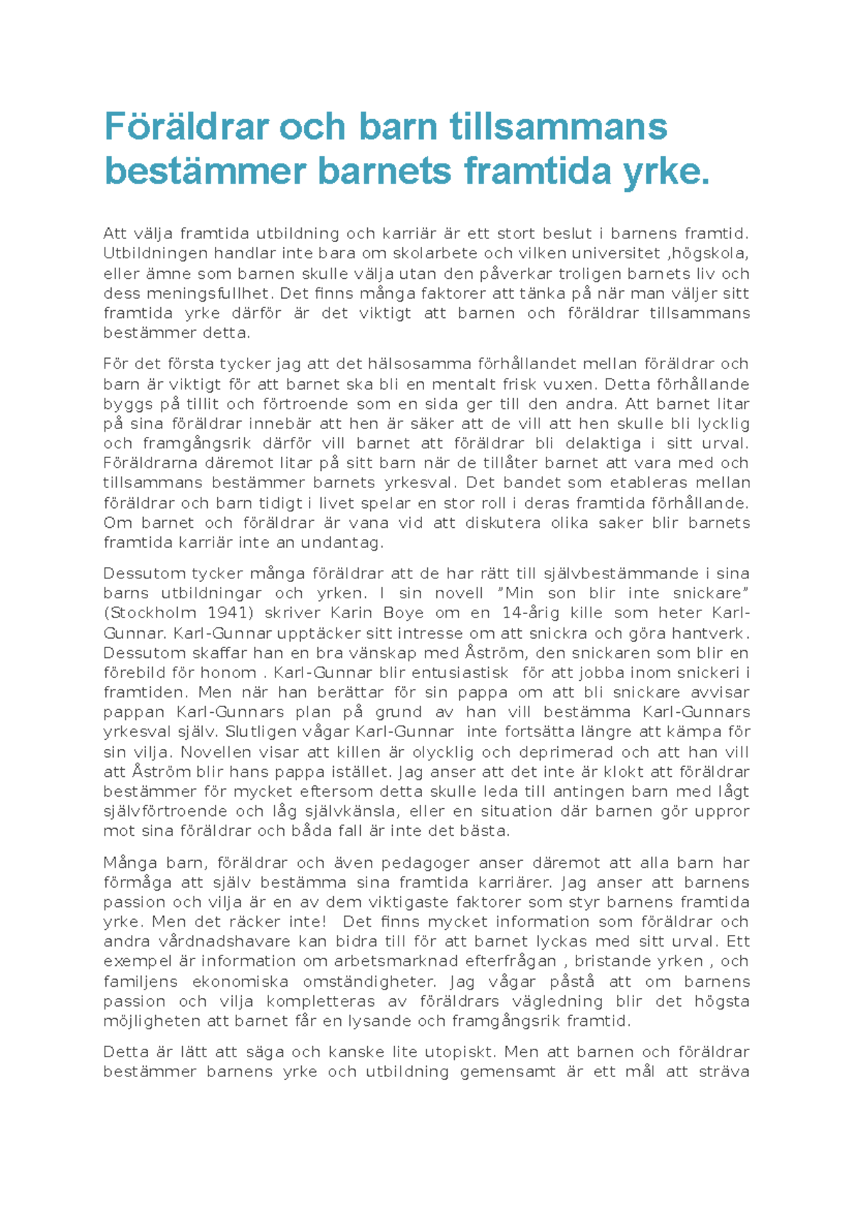 SVA1 Uppg4 argumenterande text. att döda ett barn - Föräldrar och barn ...