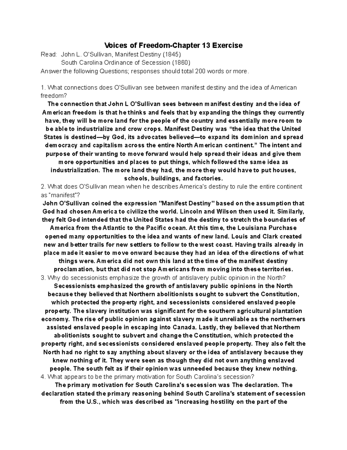 Voices of Freedom-Chapter 13 Exercise - Voices of Freedom-Chapter 13 ...