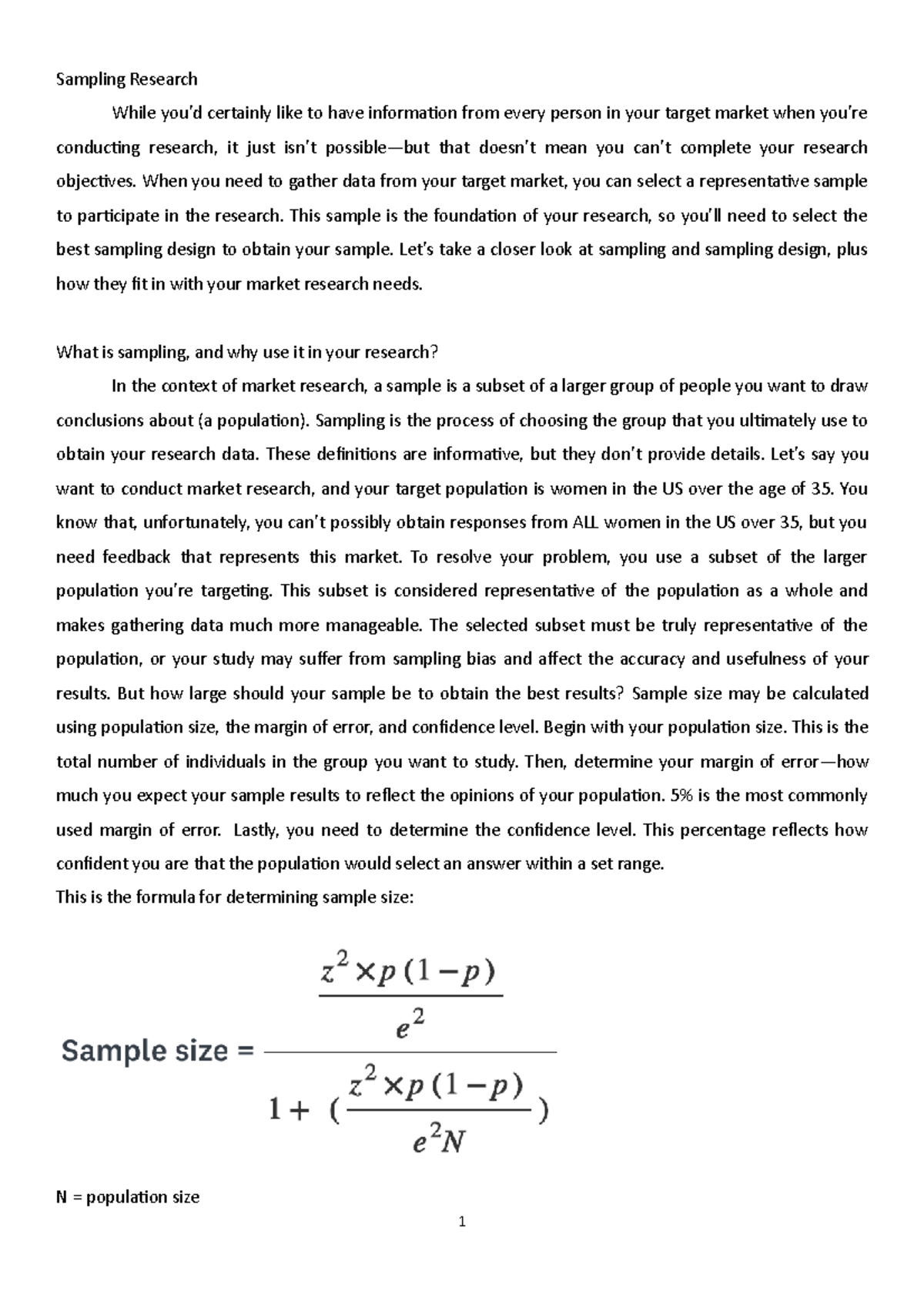 Sampling Method - for my assignment - Sampling Research While you’d ...