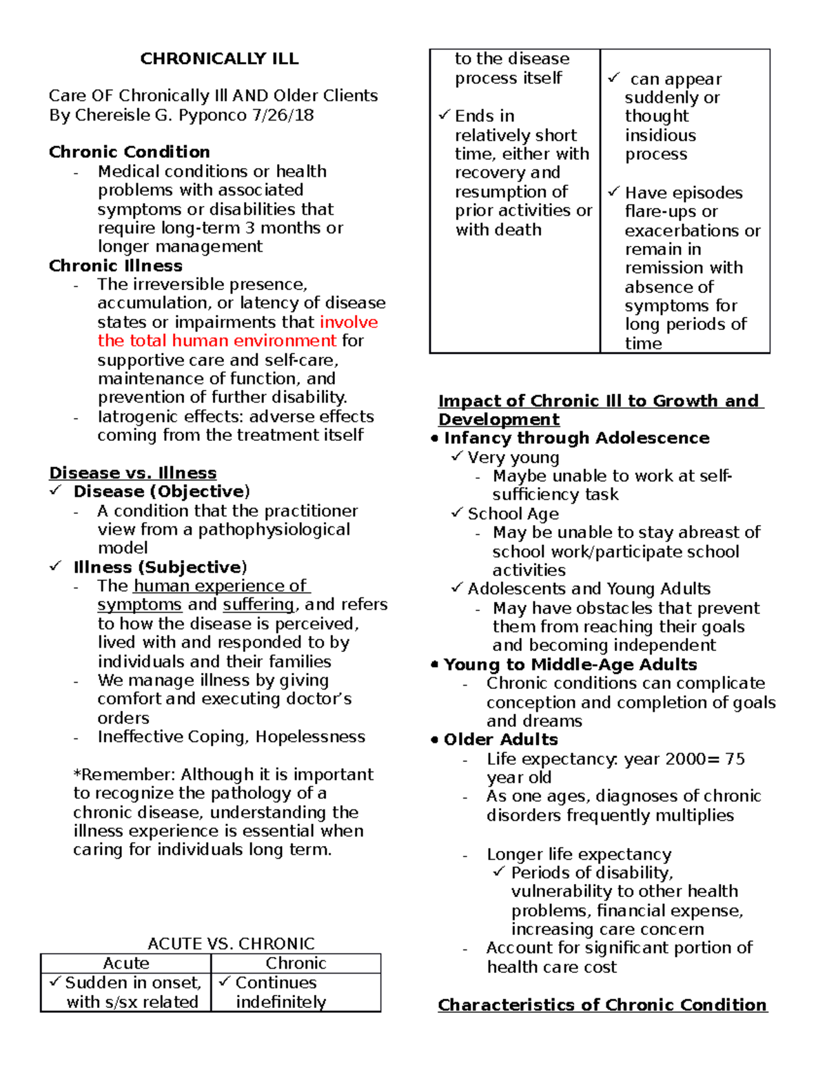 Chronically ILL - CHRONICALLY ILL Care OF Chronically Ill AND Older ...