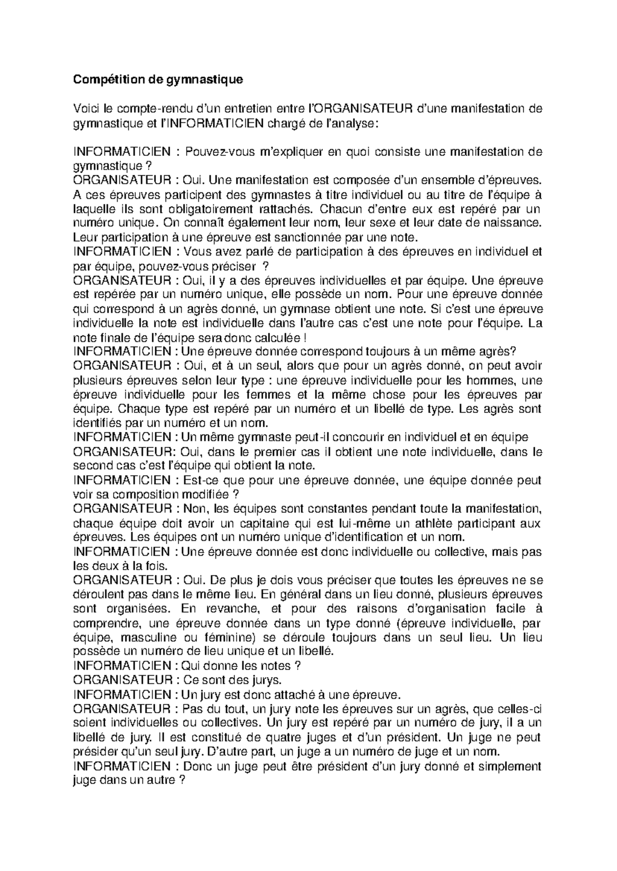 Gymnastique - document d'exemple - Compétition de gymnastique Voici le ...