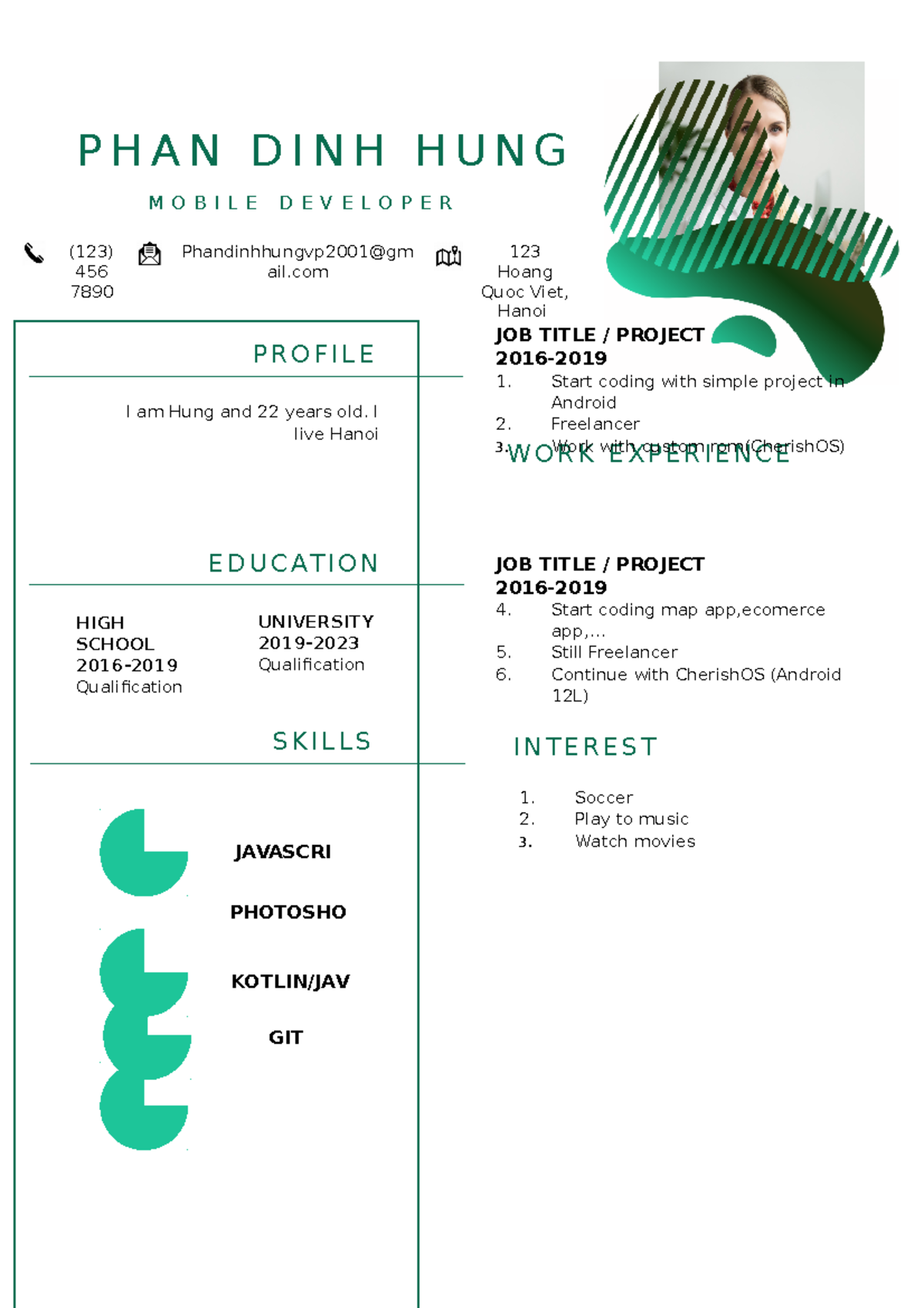 Word Resume Template Resume Viking 22 - KOTLIN/JAV JAVASCRI S K I L L S W O R K E X P E R I E N ...