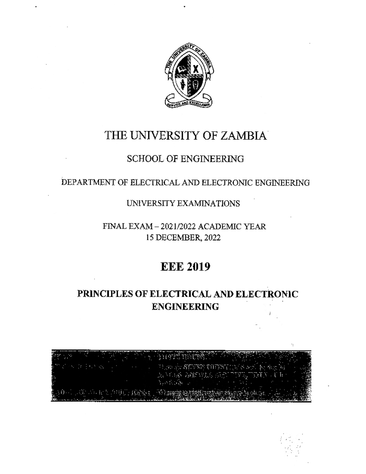 EEE 2019 (2022) - past paper - Electrical And Electronics Engineering - Studocu