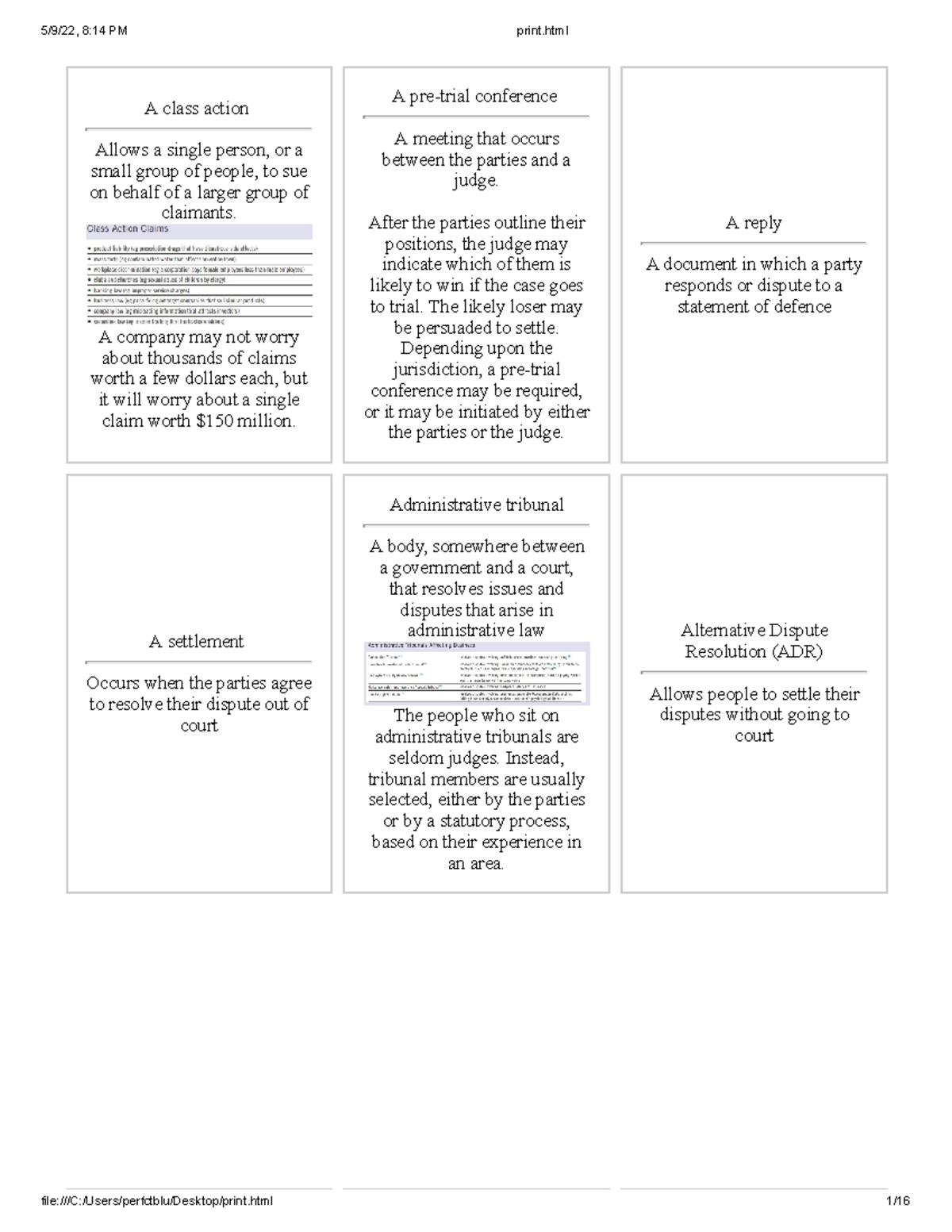 Chapter 2 - law stuff final - A class action Allows a single person, or ...