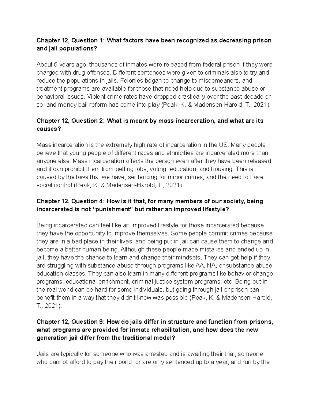 SAA assignment week 6 CRJ - Chapter 12, Question 1: What factors have ...