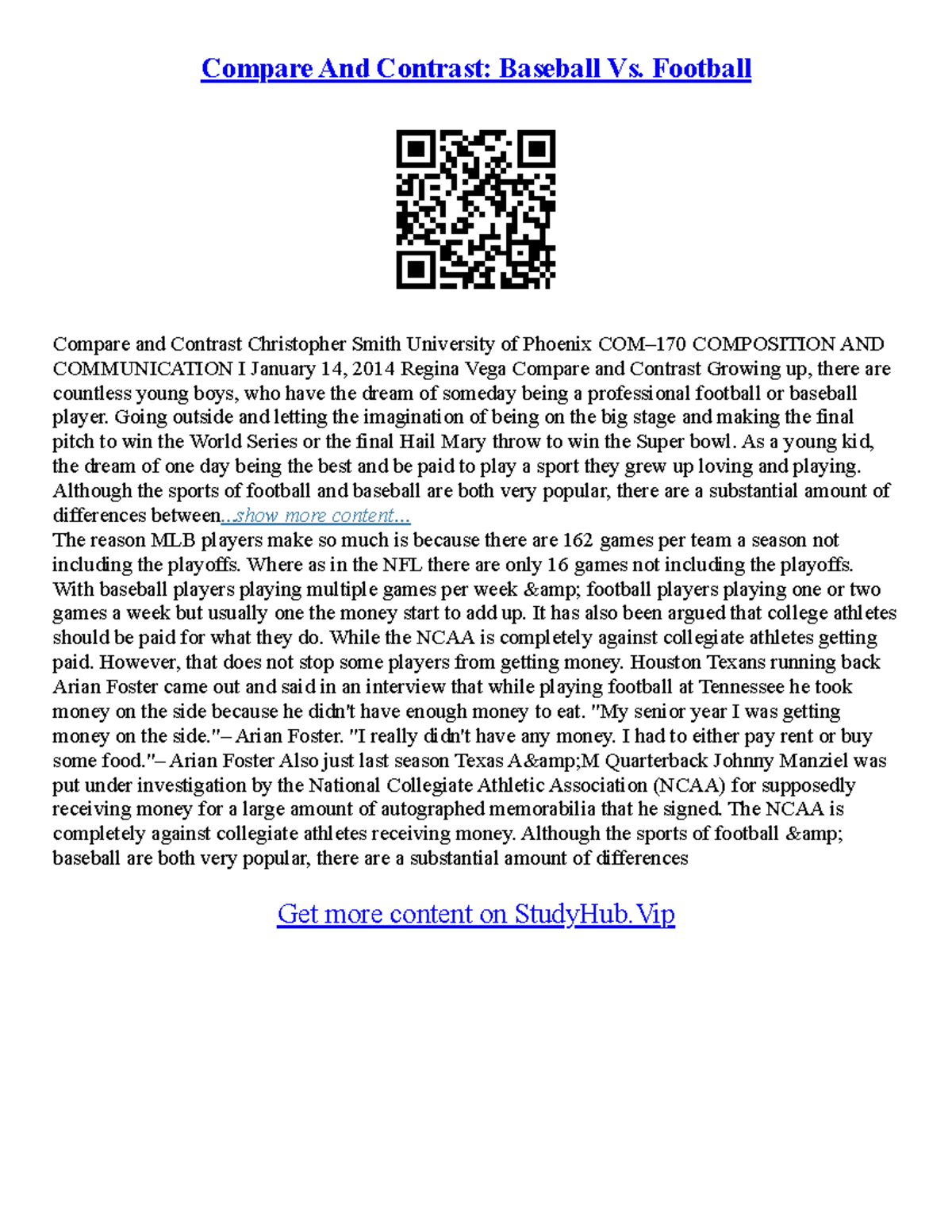 Compare Contrast Essay Topic Ideas - Compare And Contrast: Baseball Vs ...