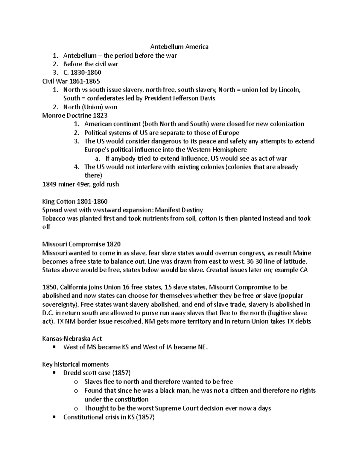 Antebellum America - Antebellum America Antebellum – the period before ...