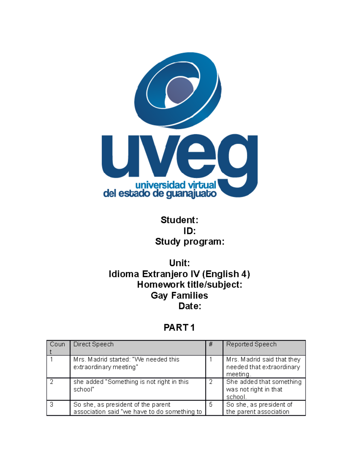 Assignment 4 - Student: ID: Study program: Unit: Idioma Extranjero IV ...