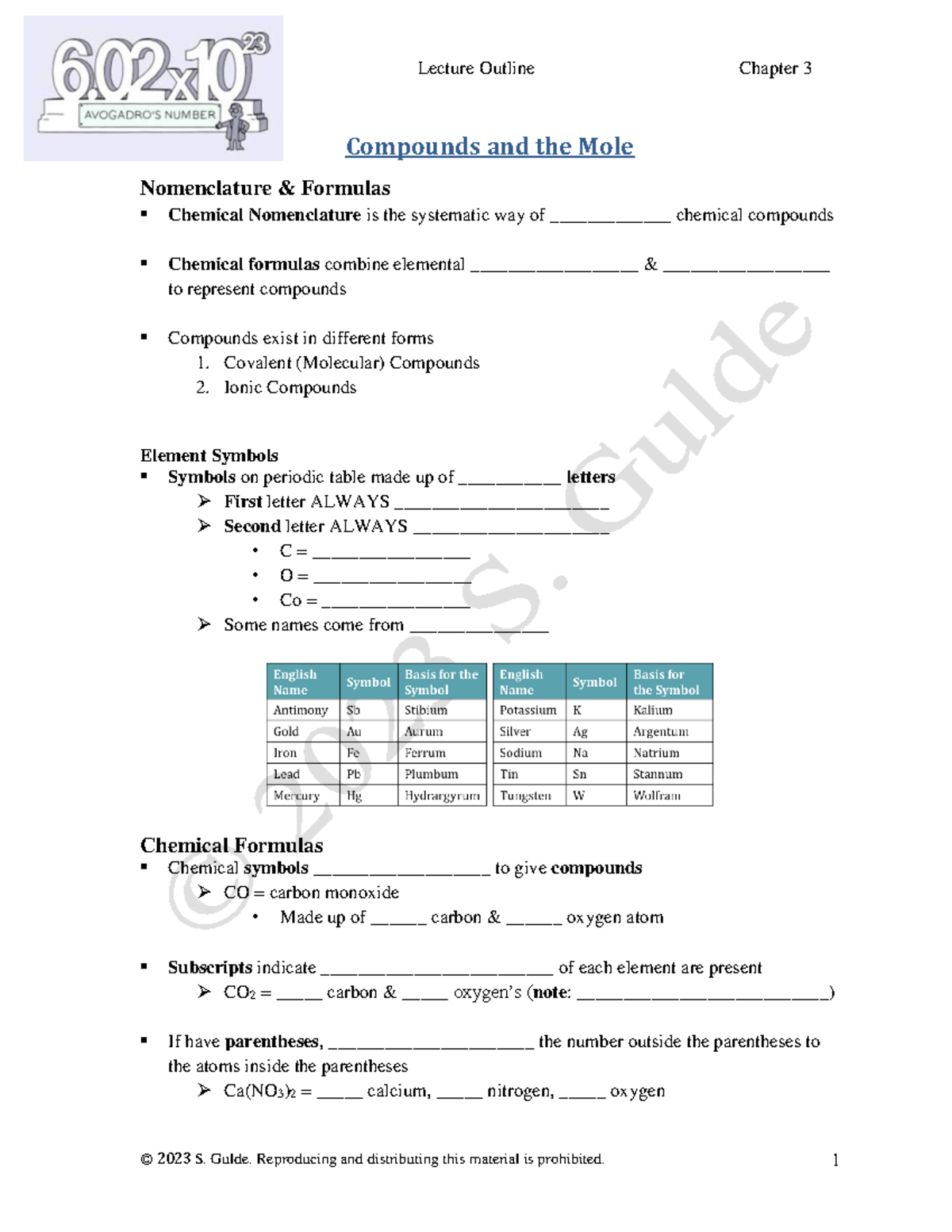 IGC-Chapter-03-Skeleton Outline - Compounds and the Mole Nomenclature ...