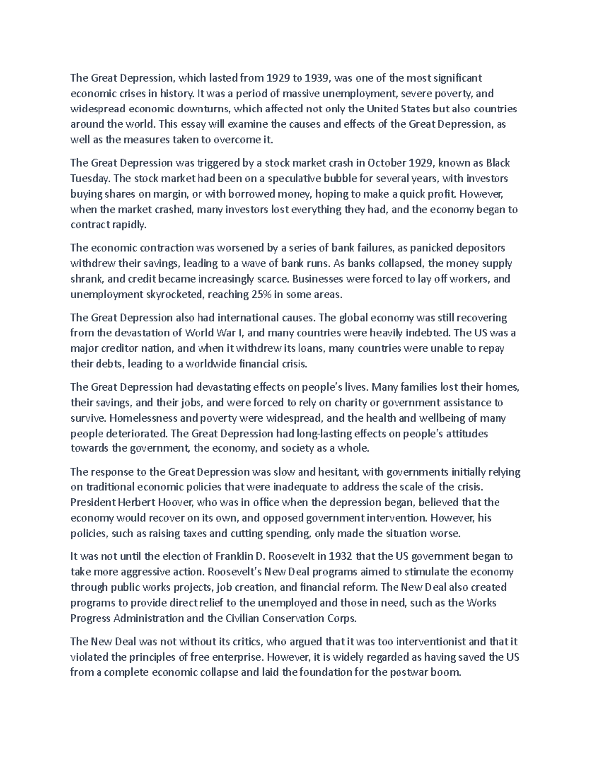 The Great Depression 2 - It was a period of massive unemployment ...