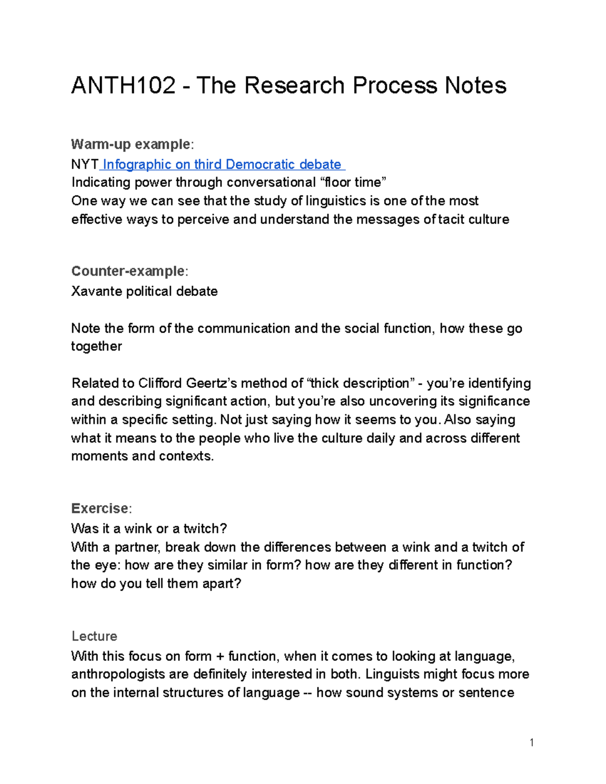 The Research Process Notes - ANTH102 - The Research Process Notes Warm ...