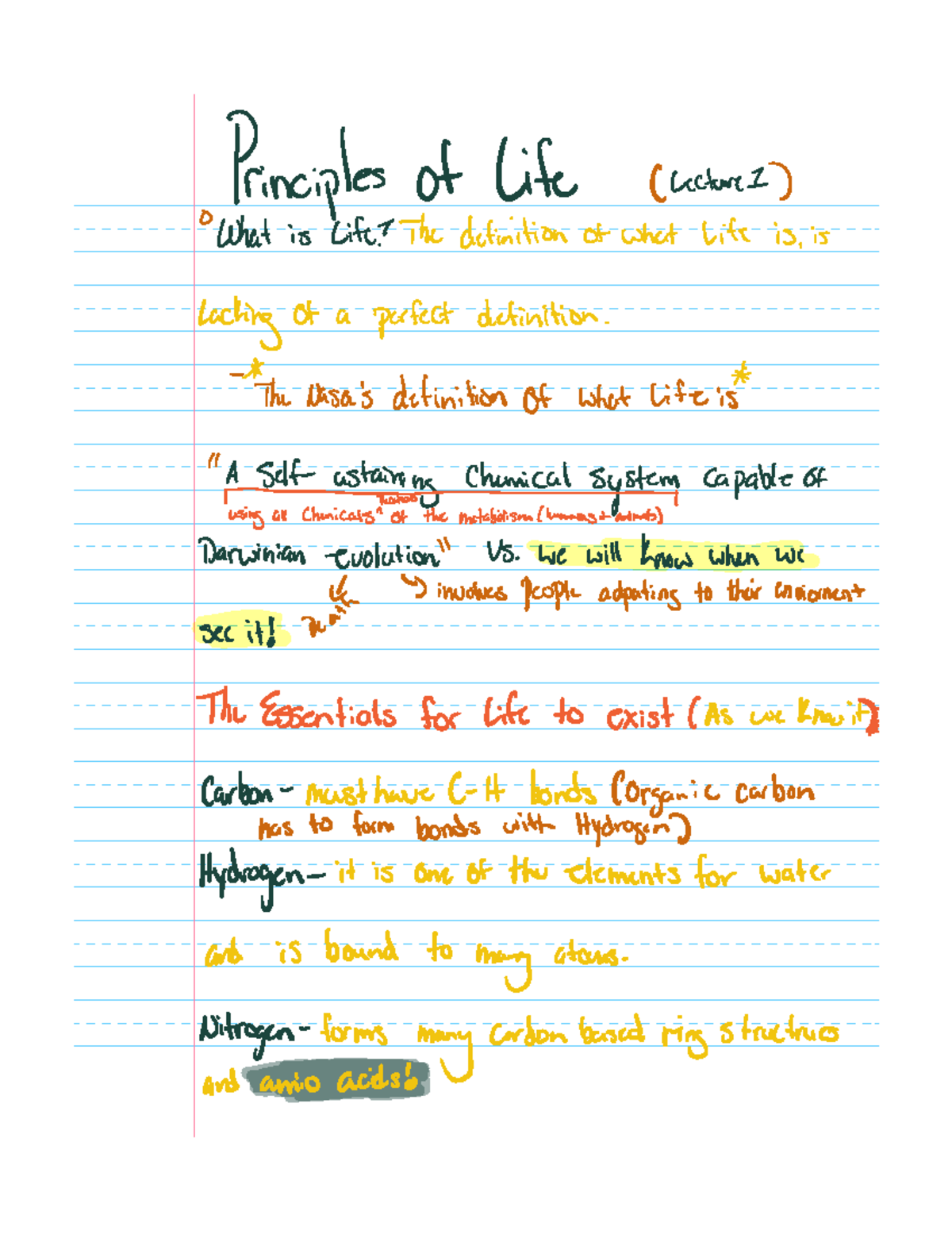 Principles of life - ####### Principles of life lectures What is life ...