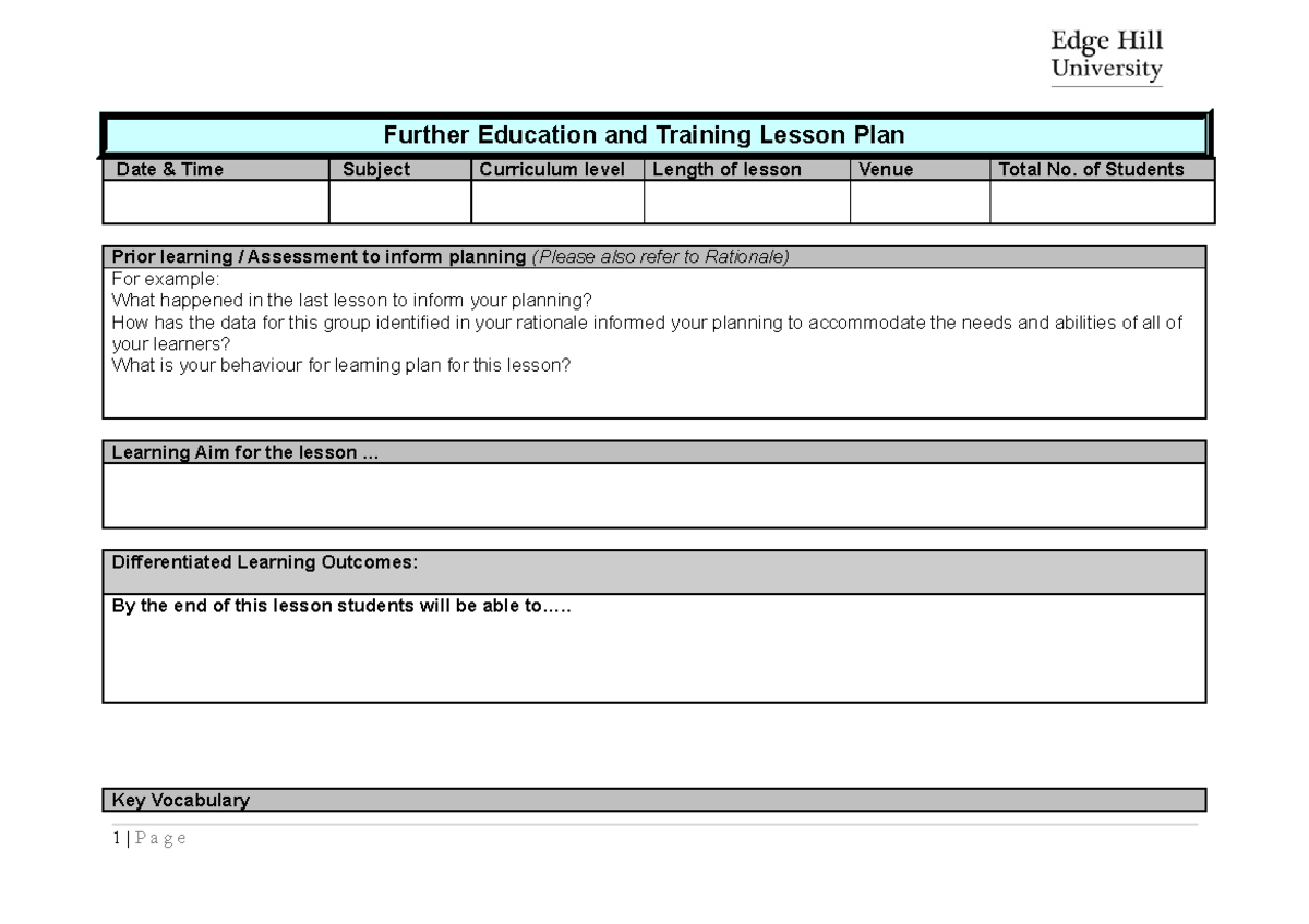 Lesson Planning Proforma FET 2014 15 - Further Education and Training ...