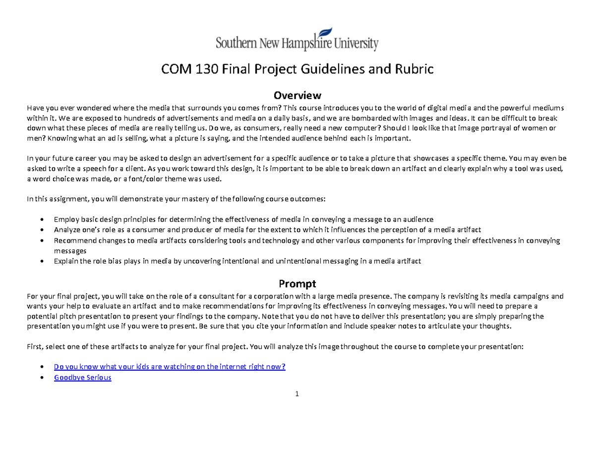 COM 130 Final Project Guidelines and Rubric-1 - COM 130 Final Project ...