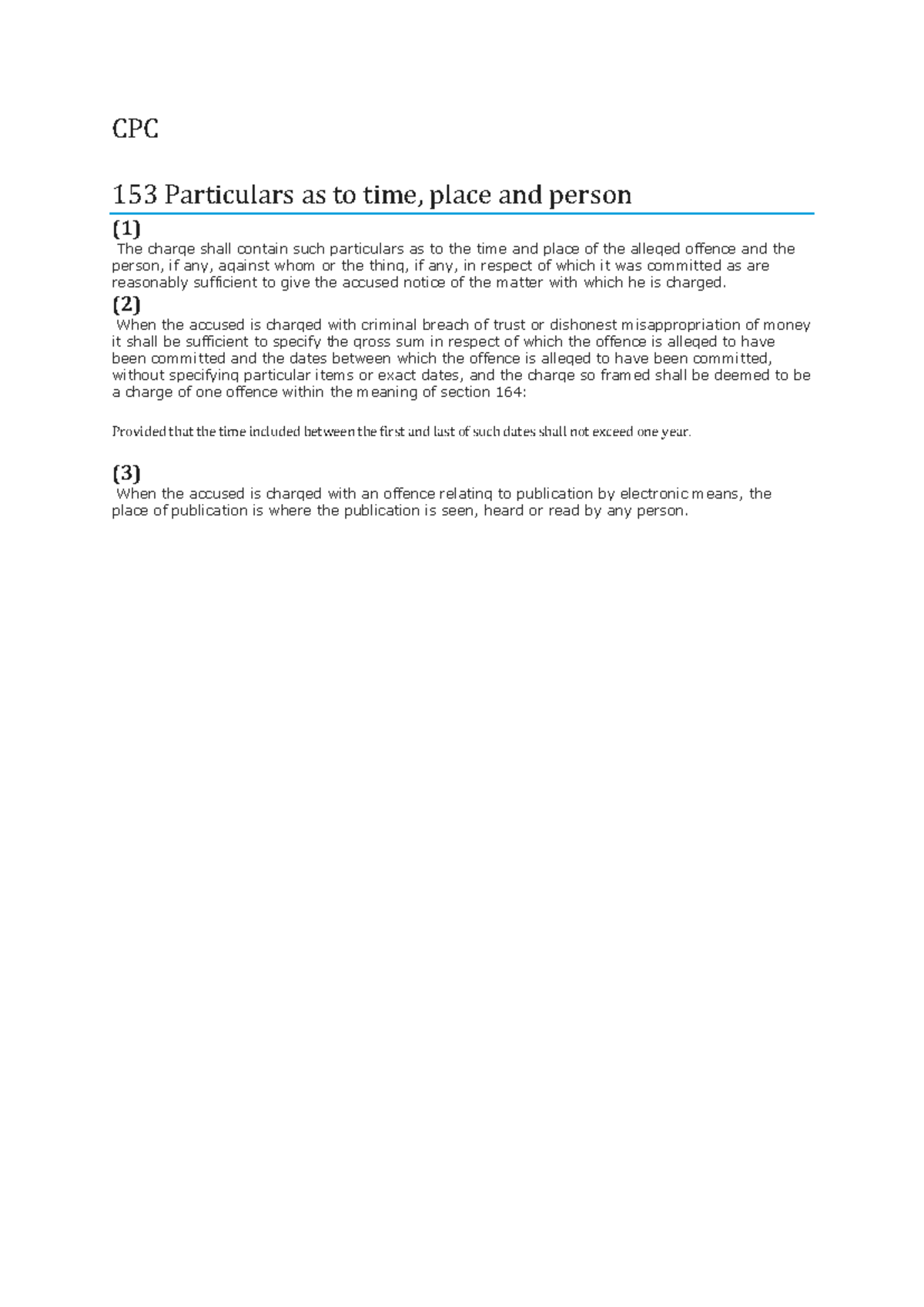 CPC Section 153 - BAC - CPC 153 Particulars as to time, place and ...