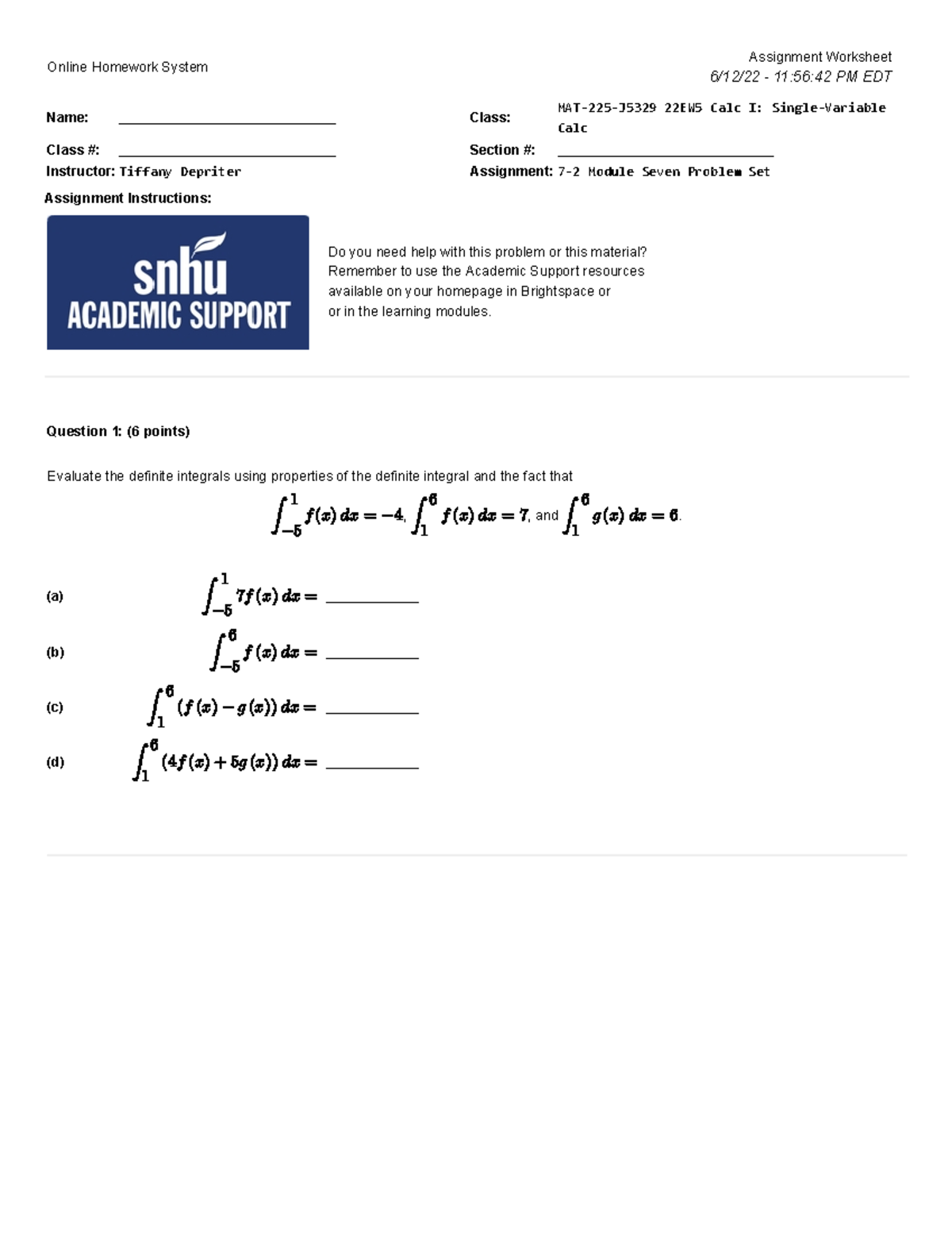 7-2 Module Seven Problem Set pt 2 - Online Homework System 6/12/22 - 11 ...
