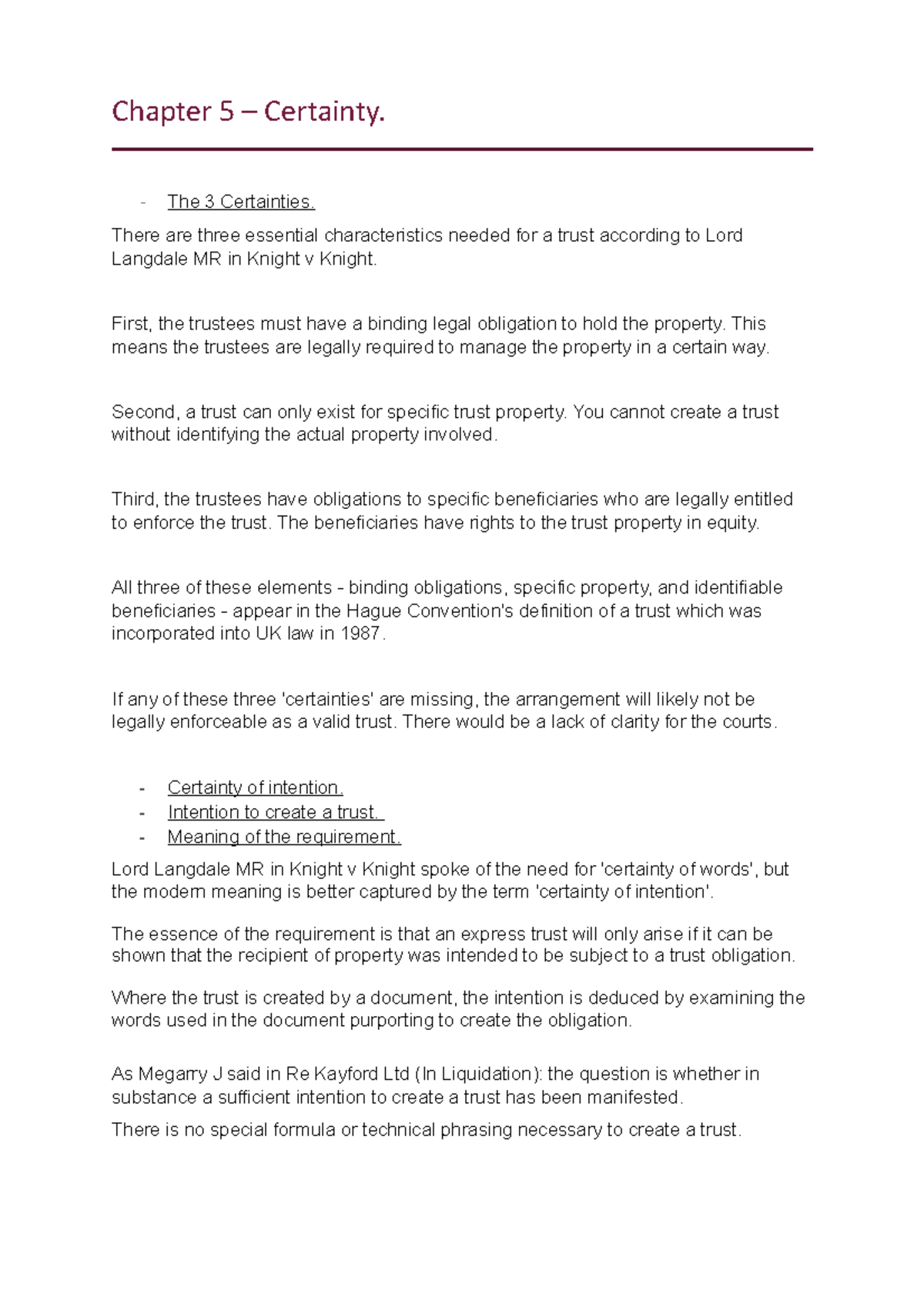 Chapter 5 - Certainty - Chapter 5 – Certainty. - The 3 Certainties. There are three essential ...