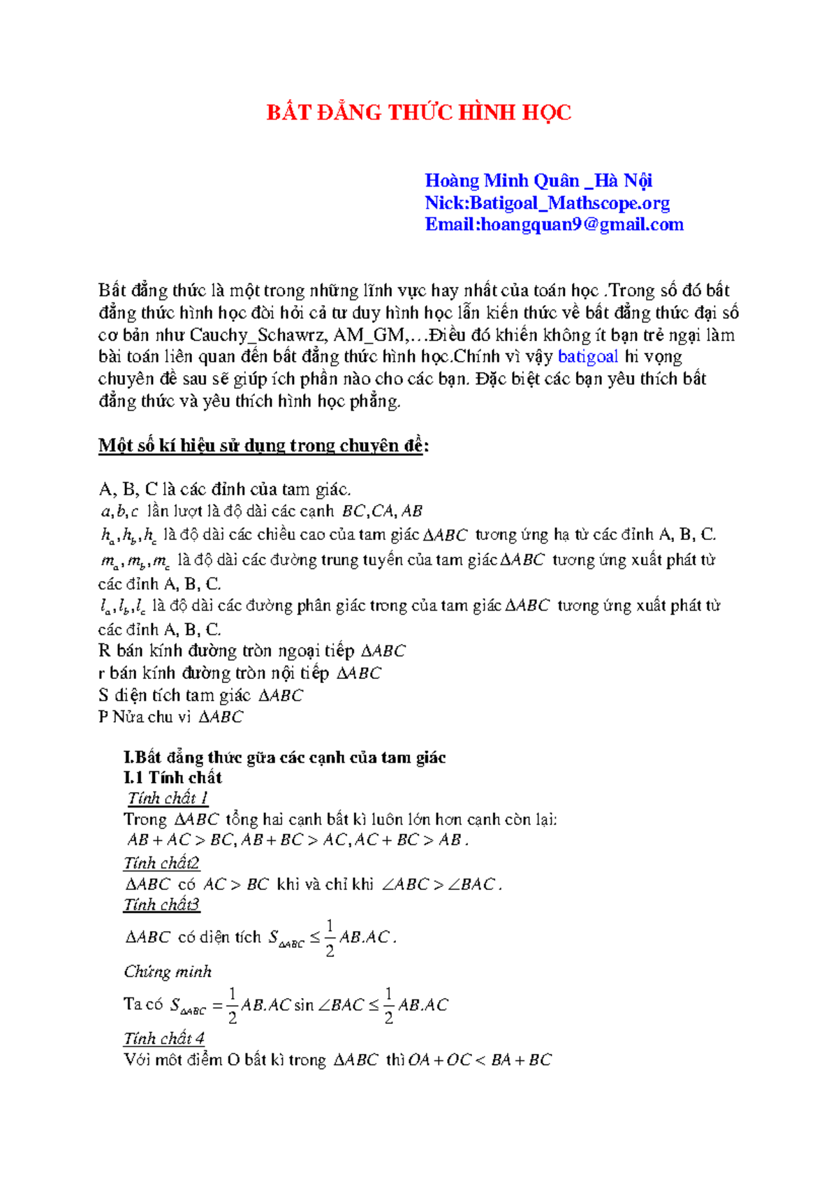 BAT DANG THUC HINH HOC - Nguyễn Thị Minh - B T Đ NG TH C HÌNH H C Hoàng Minh Quân _Hà N i - Studocu