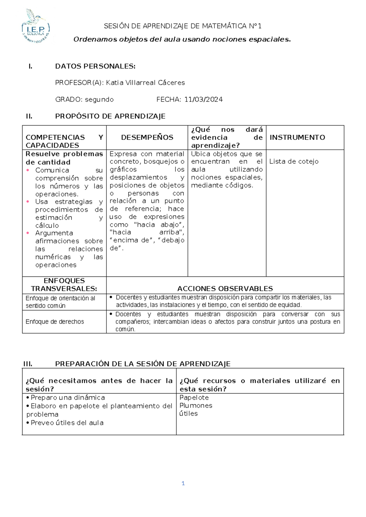 Sesión DE Aprendizaje DE Matemática segundo grado - SESIÓN DE APRENDIZAJE DE MATEMÁTICA N ...