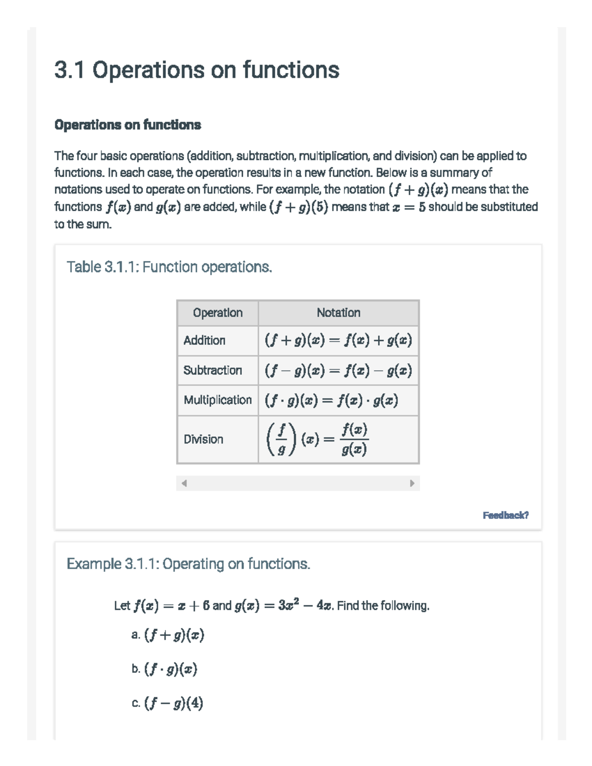 3.1 practice Answers - 3 Operations on functions Operations on ...