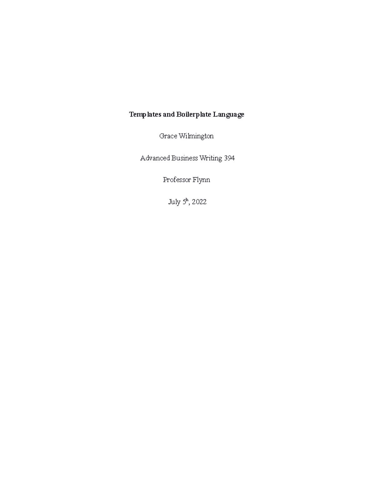 Alternate A Grade Report on Templates and Boilerplate Language ...