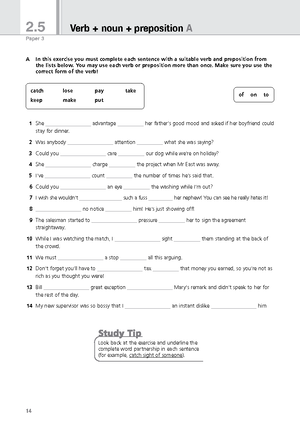 06A Collocation Verb + Preposition Exercises - Paper 3 2 Verb ...