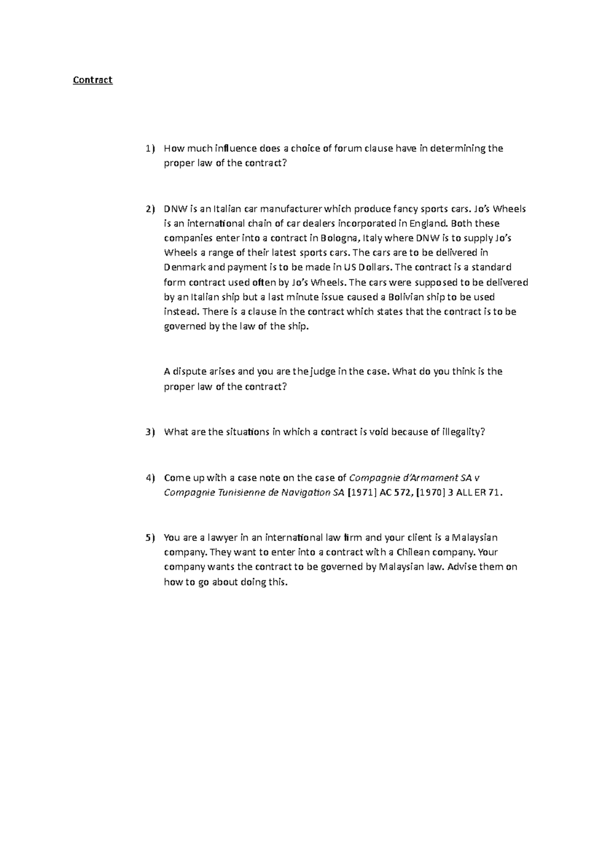 Eighth and Ninth Tutorial Questions - Contract How much influence does ...