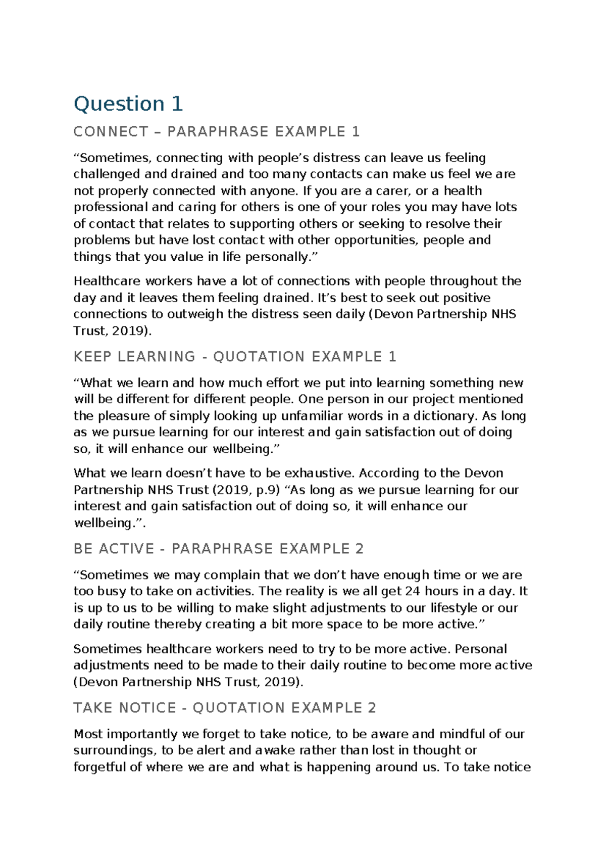 Unit 2 Final - Question 1 CONNECT – PARAPHRASE EXAMPLE 1 “Sometimes, connecting with people’s ...