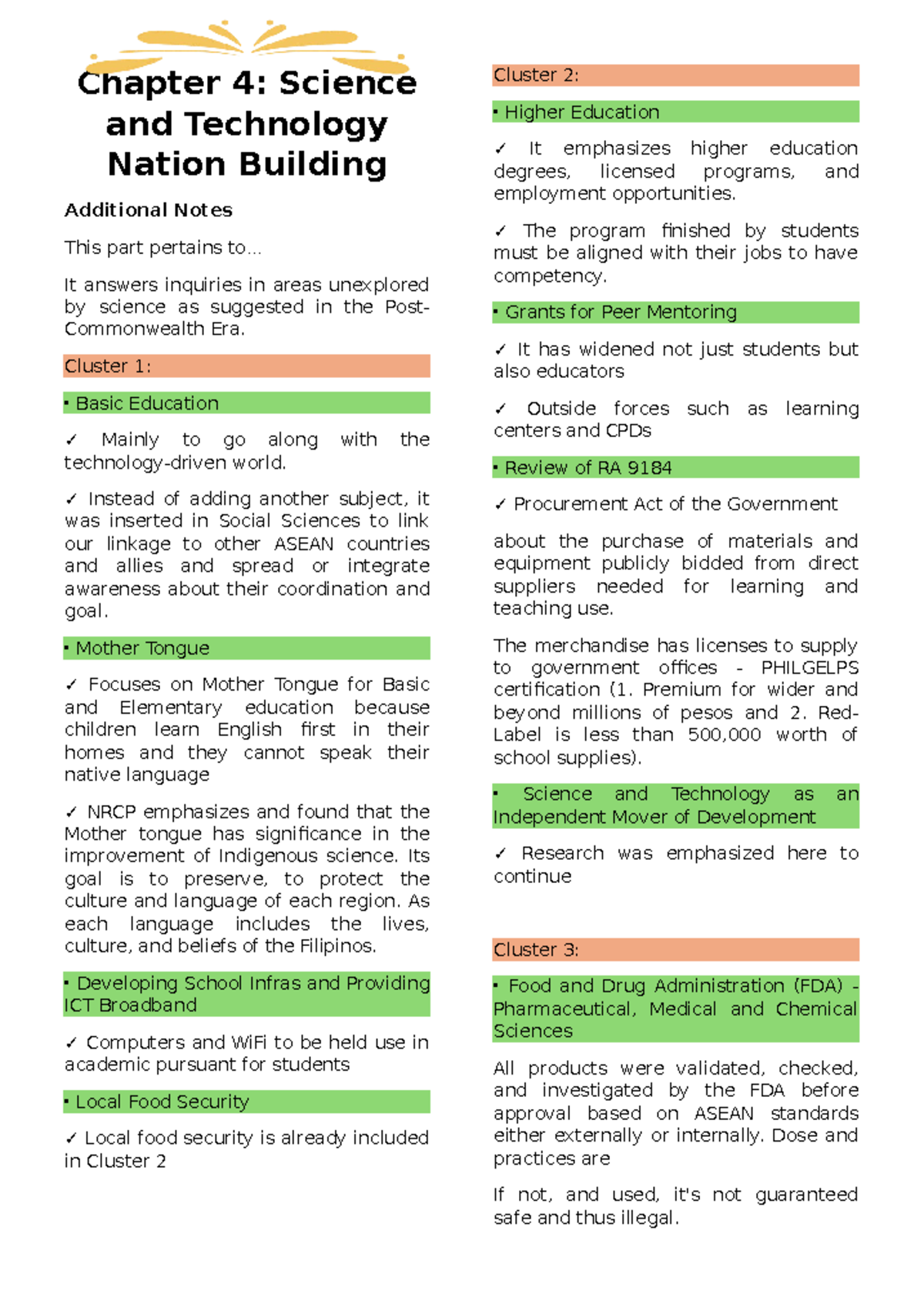 Chapter 4 - Science and Technology Nation Building - Chapter 4: Science ...