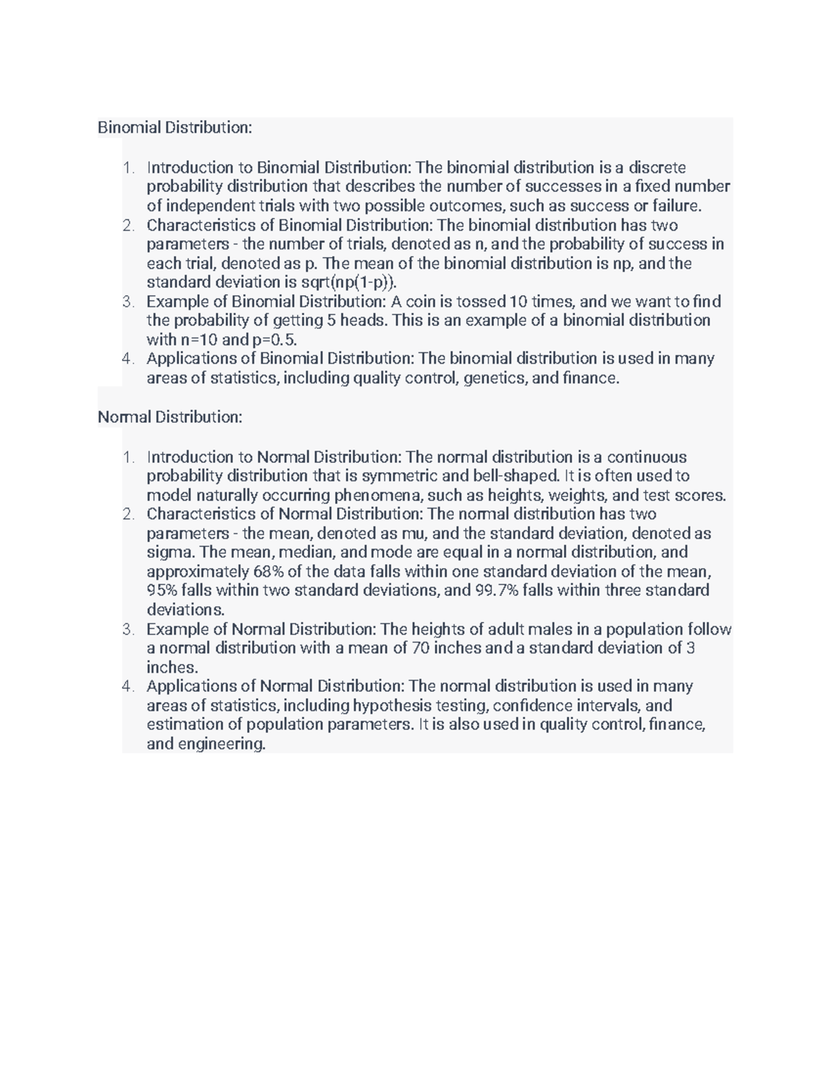 Normal and binomial distribution notes - Binomial Distribution ...