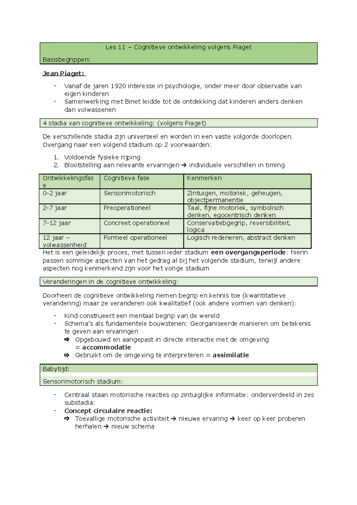 Les 11 - Les 11: cognitieve ontwikkeling volgens Piaget - Les 11 ...
