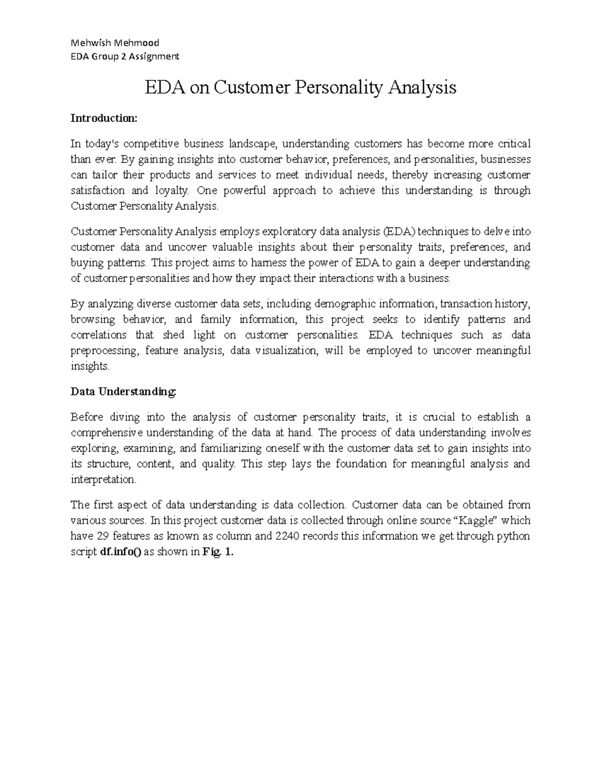 EDA Project Report - commputer science - Karachi University - Studocu