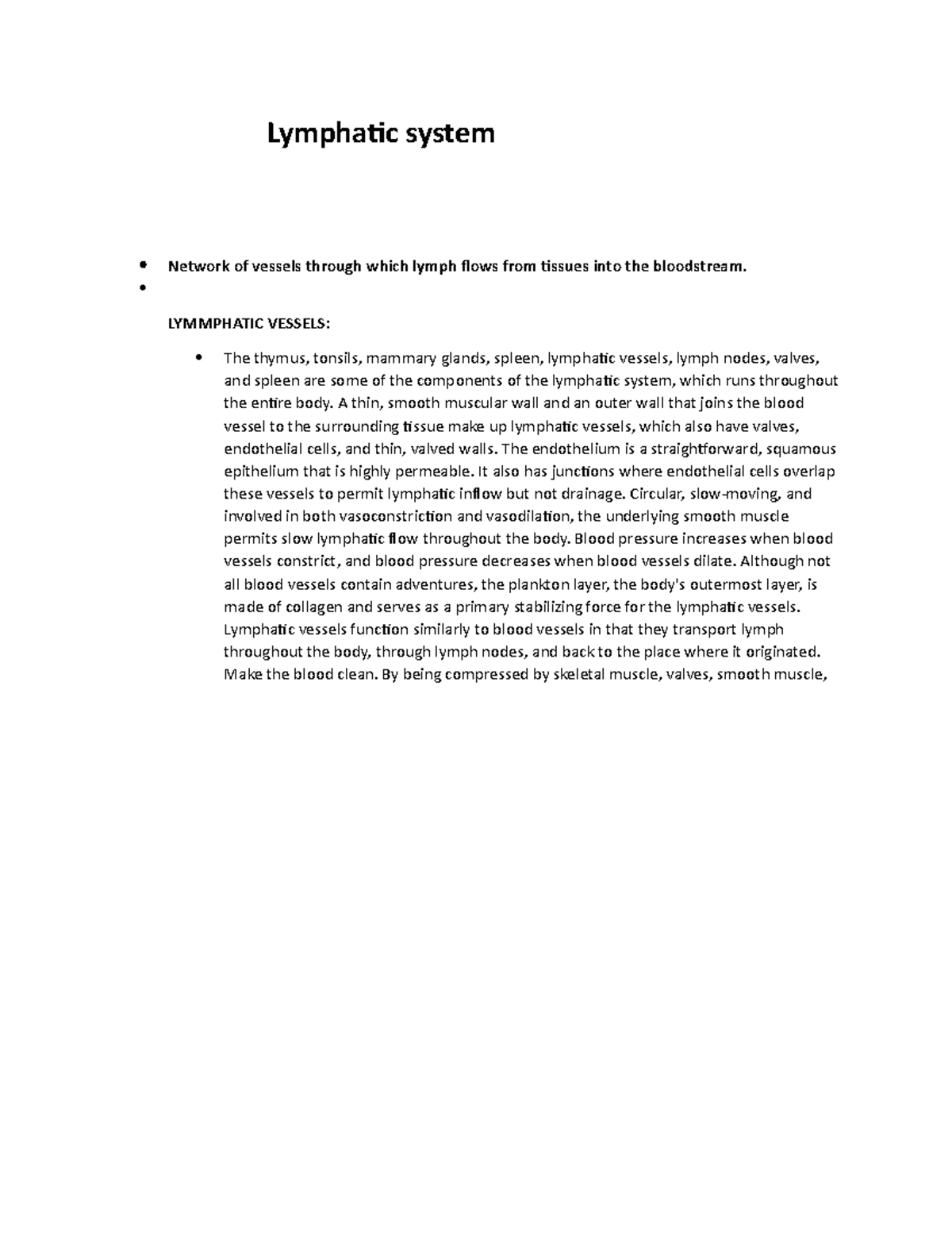 Lymphatic system - UNIT 8 111 - Lymphatic system Network of vessels ...