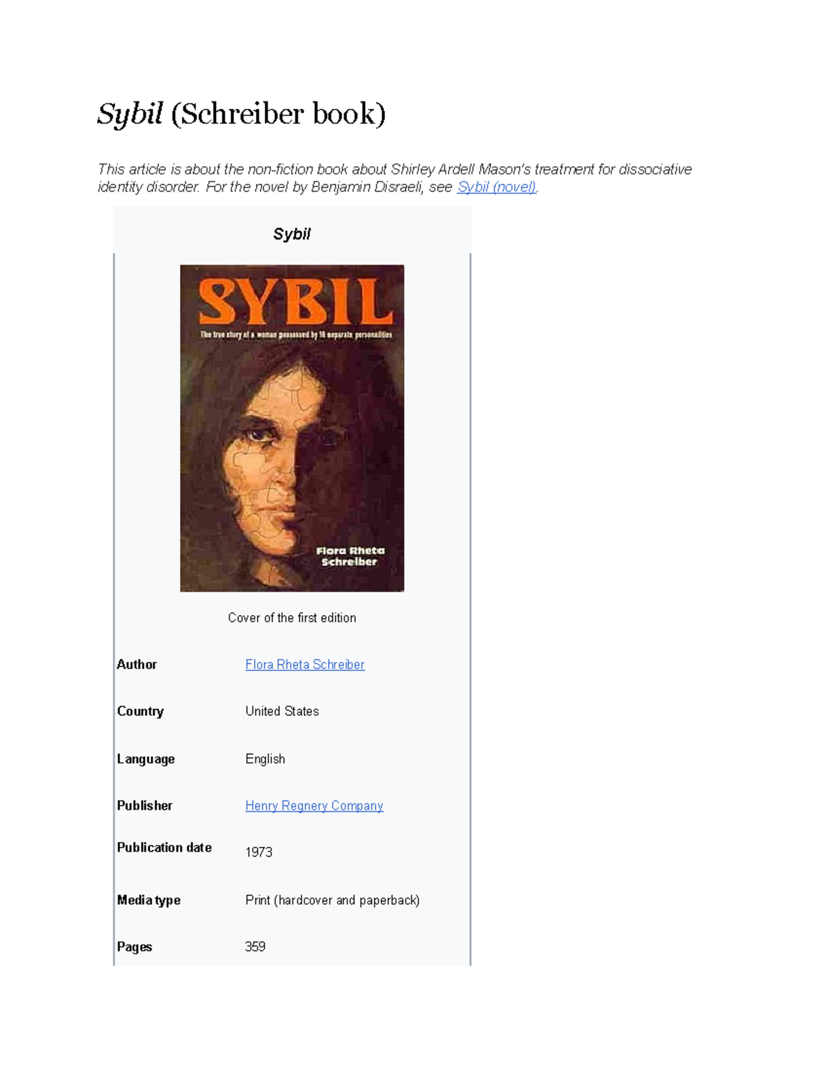 Sybil Finals - Sybil (Schreiber book) This article is about the non ...