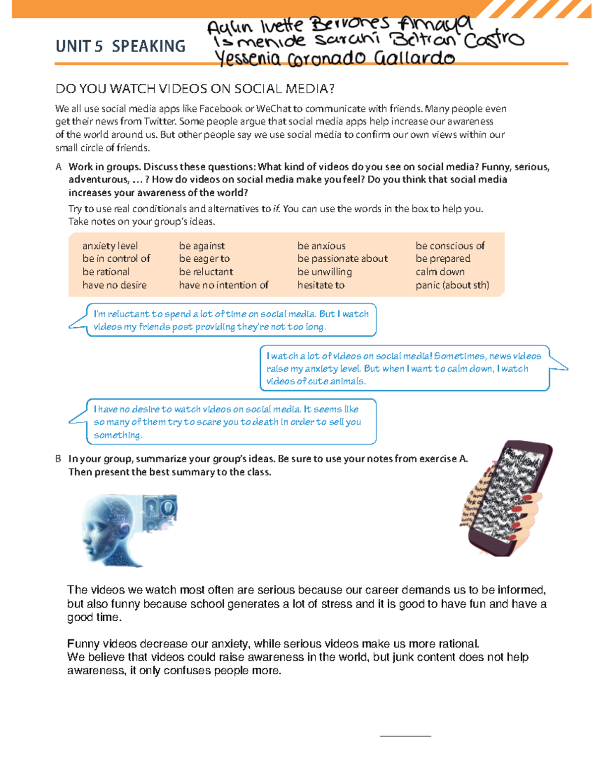 BUS Program Evolve 5 Lesson Plan 5 Handout 3 - DO YOU WATCH VIDEOS ON ...