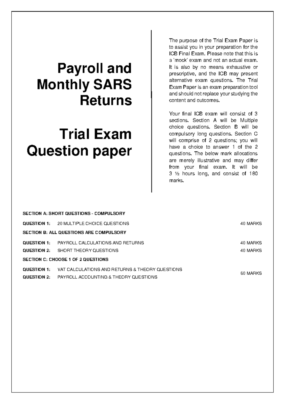 Trial Exam Paper 1 QP - SECTION A: SHORT QUESTIONS - COMPULSORY ...
