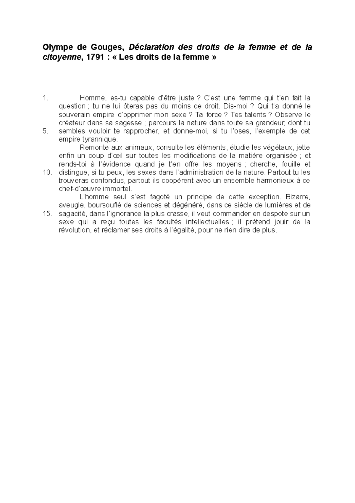 coursework text 14524462276276673 - Olympe de Gouges, Déclaration des ...