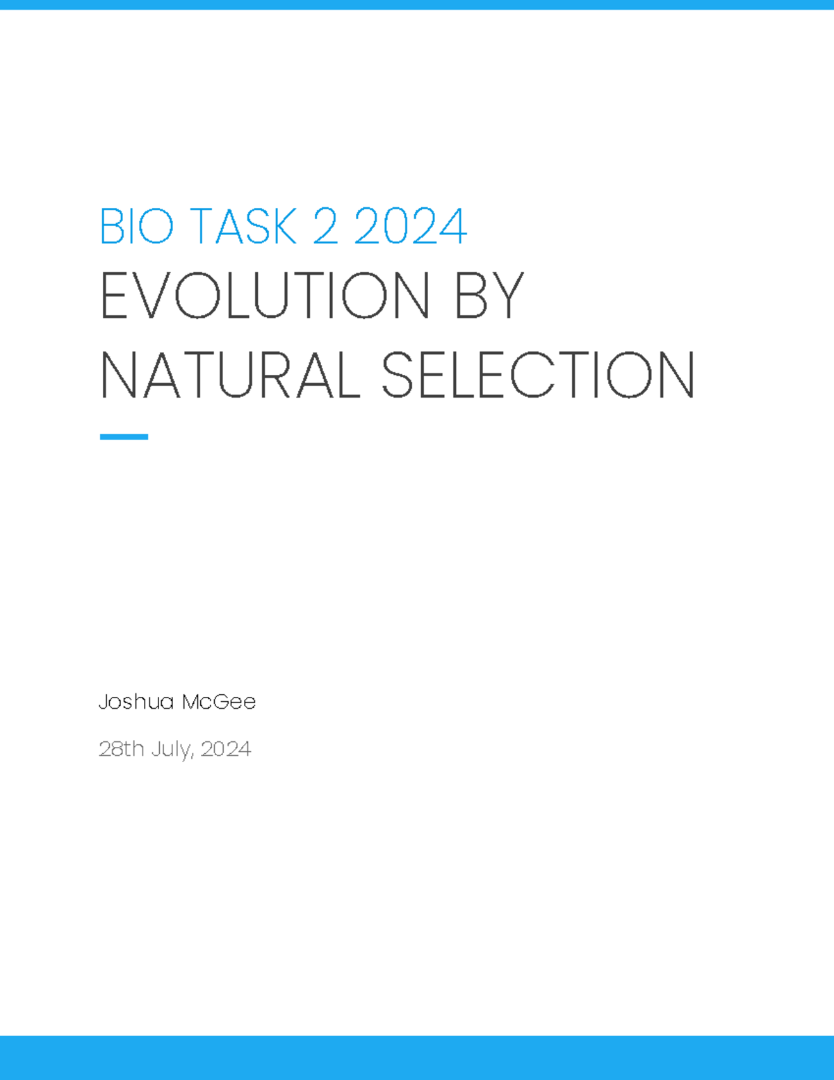 Bio Depth Study Task 2 2024 - BIO TASK 2 2024 EVOLUTION BY NATURAL ...