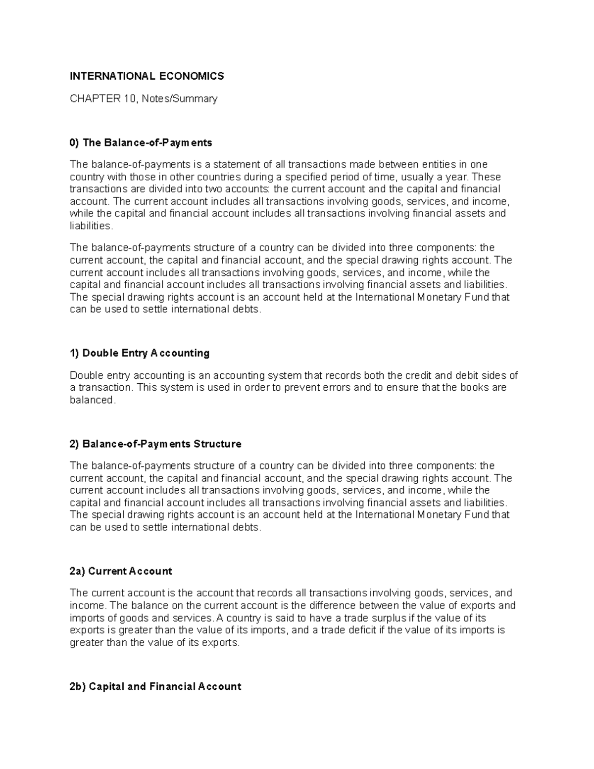 International Economics, Chapter 10 Notes:Summary - INTERNATIONAL ...