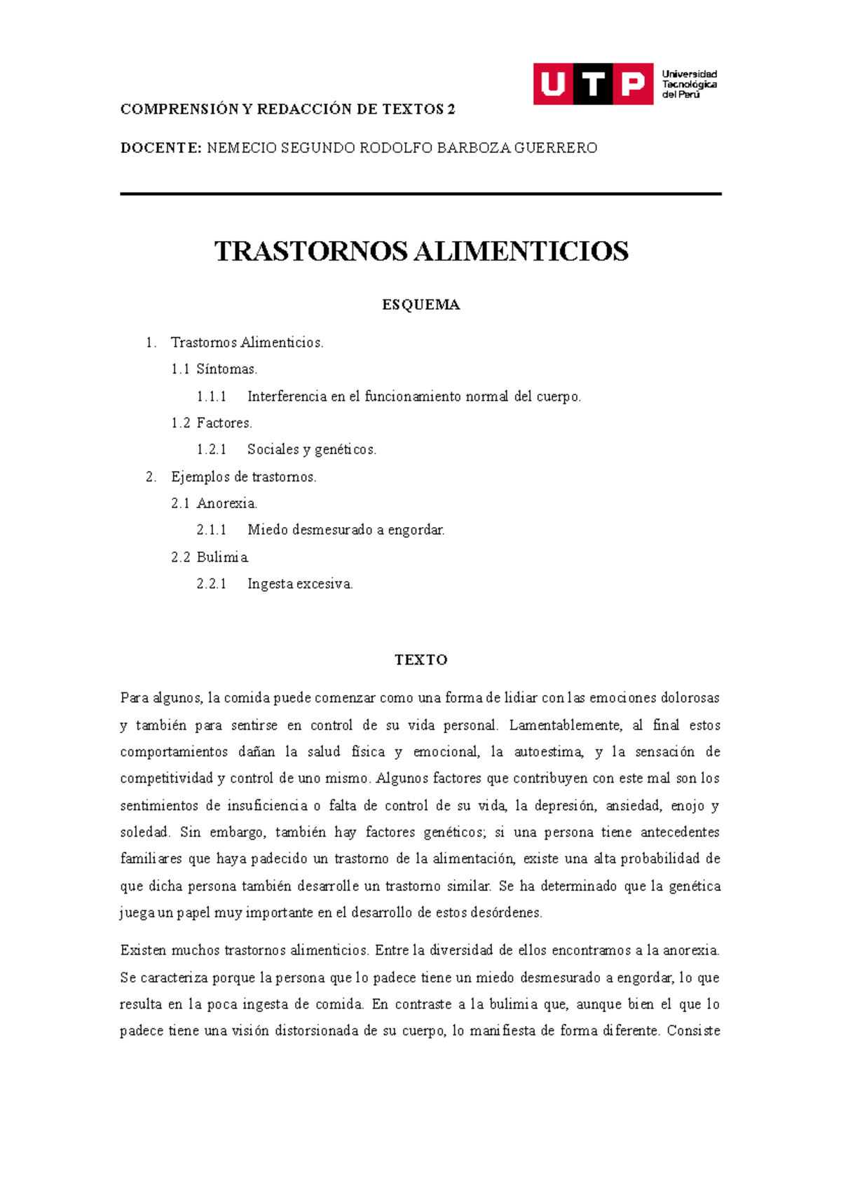 EL Texto Formal - Primer trabajo de Redacción. - COMPRENSIÓN Y ...