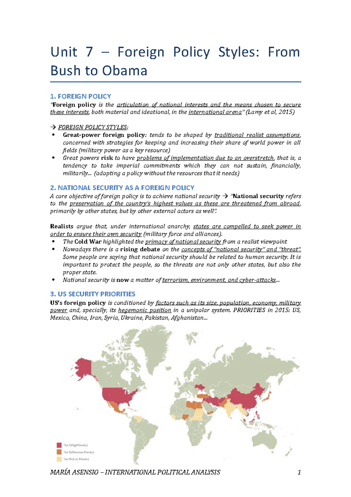 Unit 7 – Foreign Policy Styles - Unit 7 – Foreign Policy Styles: From ...