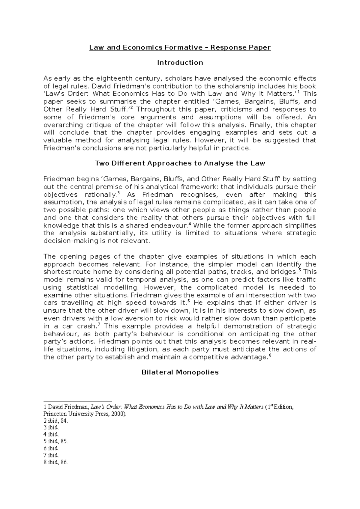 L&E Formative - Durham University - Law and Economics Formative ...
