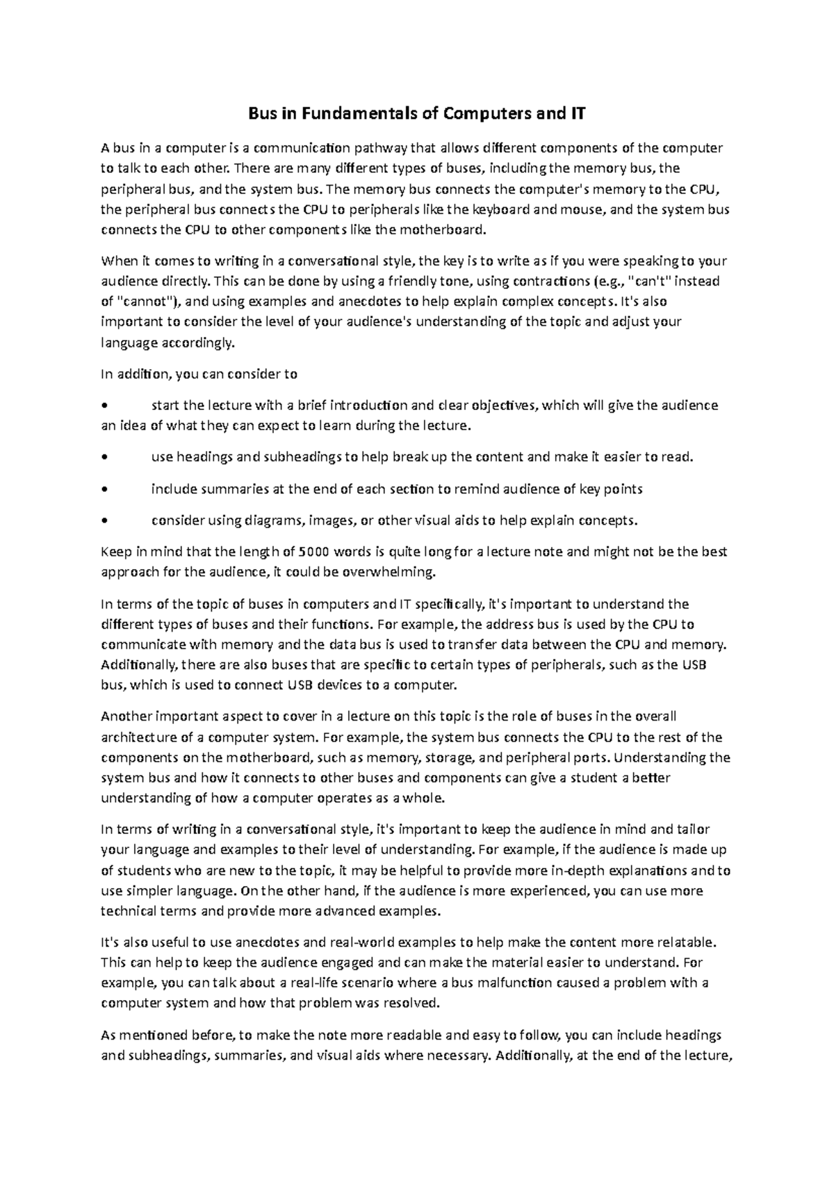 Bus - Bus - Bus in Fundamentals of Computers and IT A bus in a computer ...