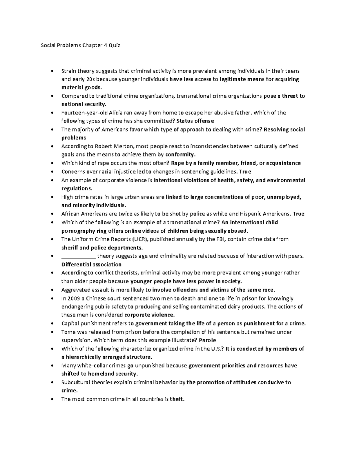 Social Problems Chapter 4 Quiz - SOCI 3127 - CSU - Studocu