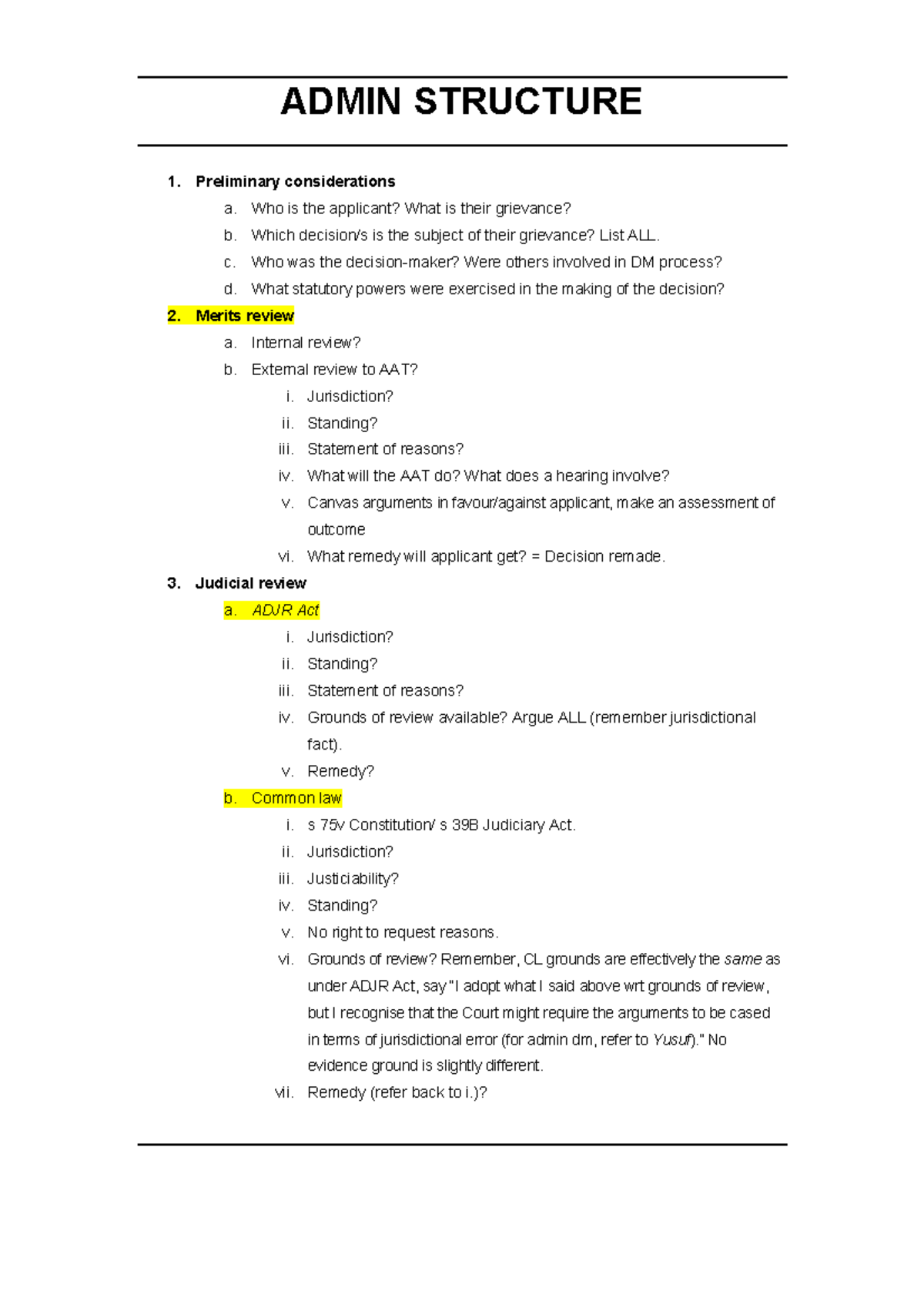 Admin Exam Notes - ADMIN STRUCTURE ####### 1. Preliminary ...