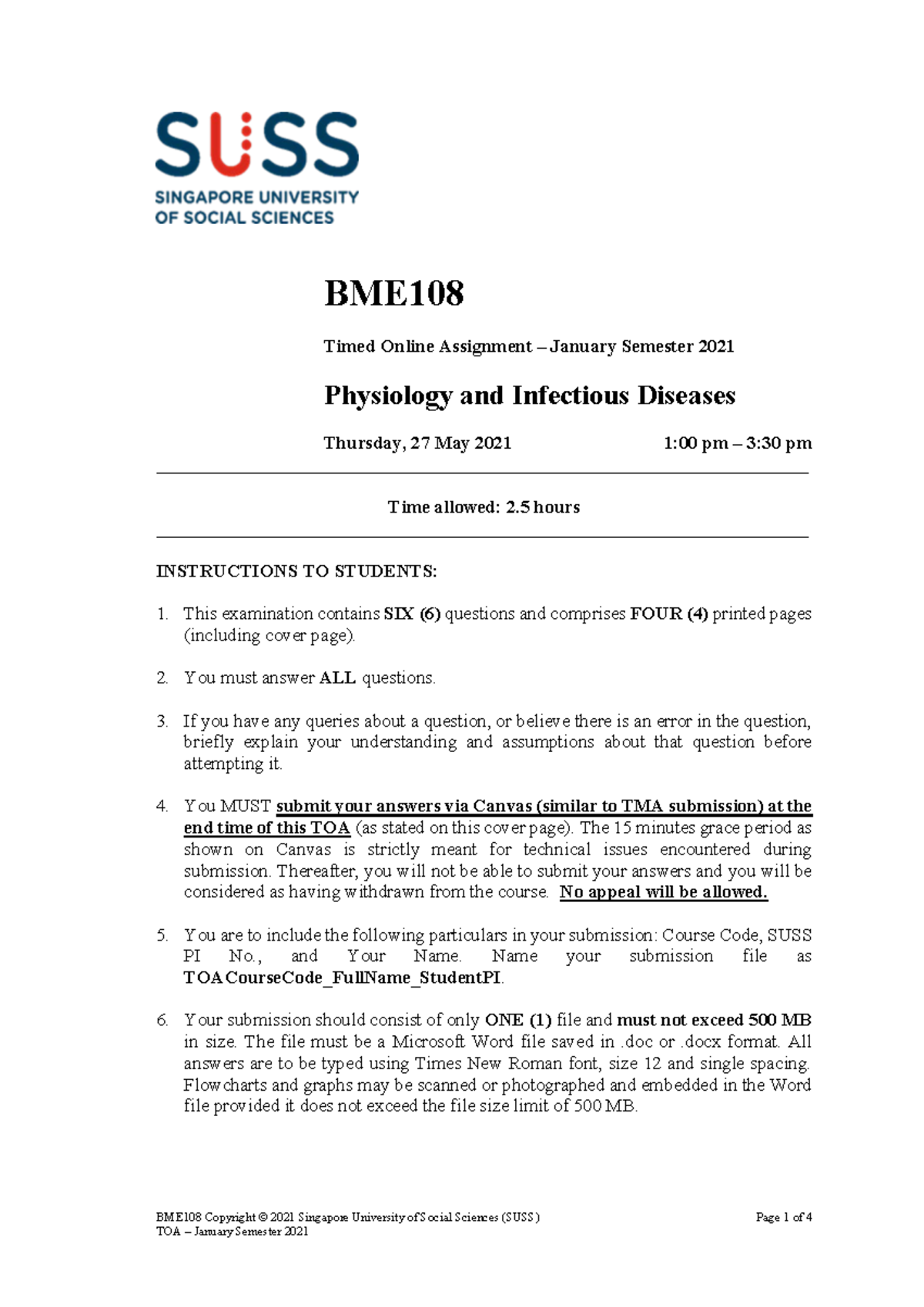 B'ME108 JAN 2021 TOA - toa - BME108 Copyright © 2021 Singapore ...