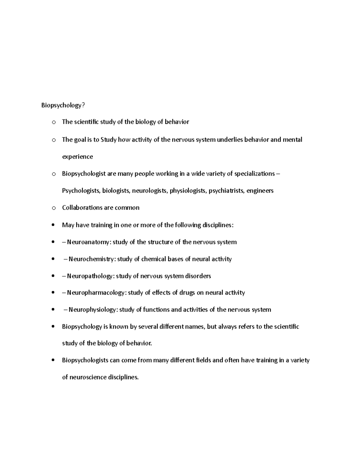 Biopsychology - Biopsychologists can come from many different fields ...