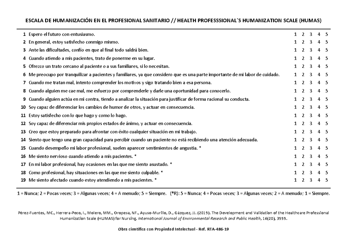 Humas escala ES - aaa - ESCALA DE HUMANIZACIÓN EN EL PROFESIONAL ...