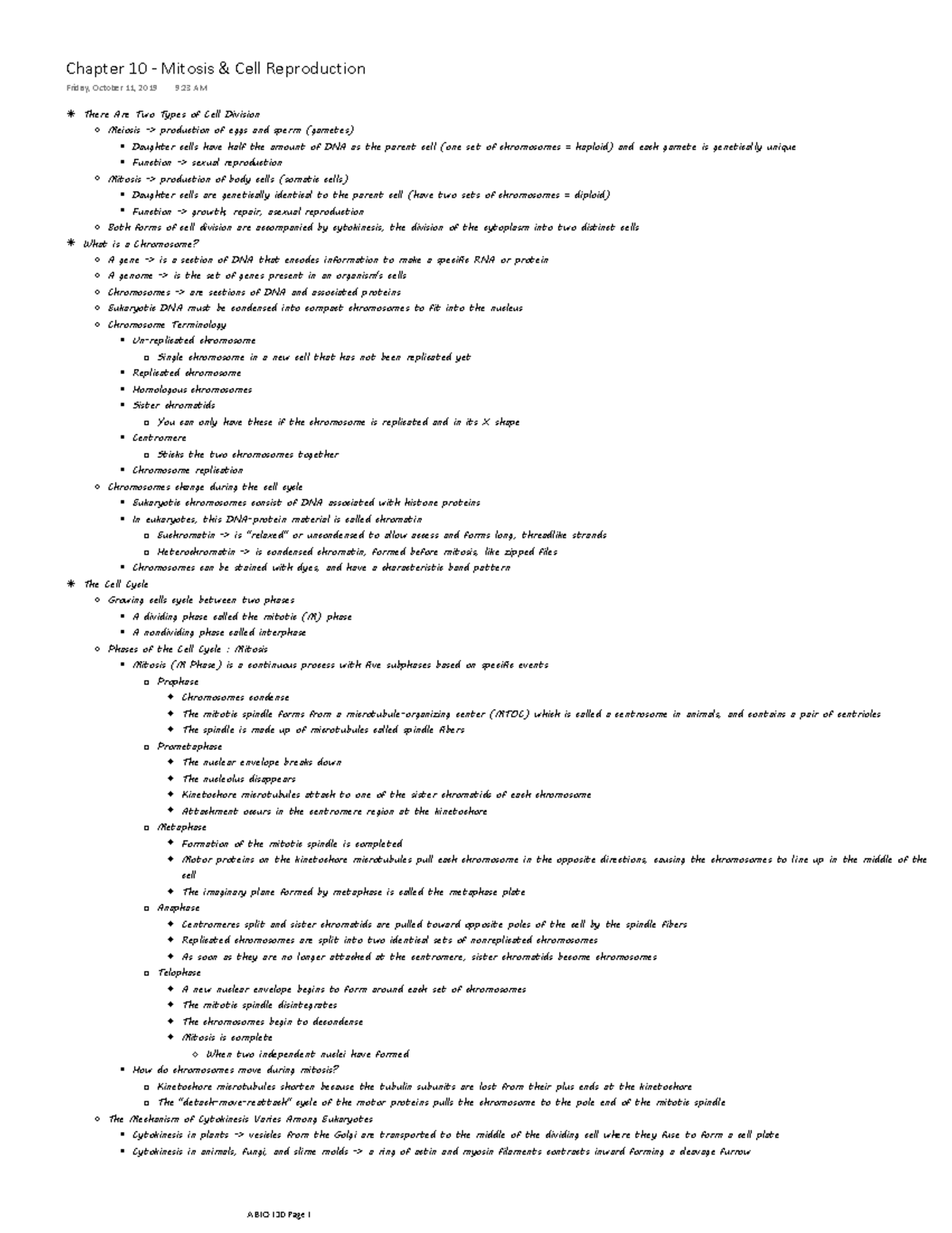 Chapter 10 - Mitosis & Cell Reproduction - Daughter cells have half the ...