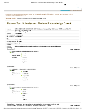 NURS 6501 Module 7 Week 10 Knowledge Check; Womens and Mens Health, Infections, and Hematologic ...